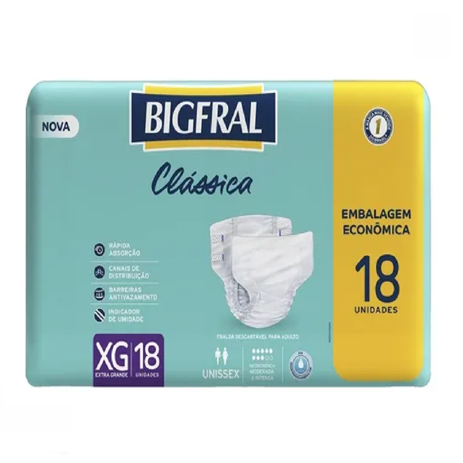Fralda Clássica Econômica C/18 Unidades Bigfral XG Compre Já