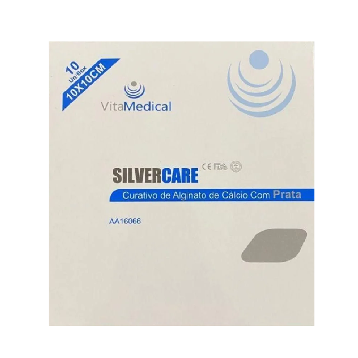 Curativo Alginato de Cálcio SilverCare 10x10 Vita Medical é na Sinete