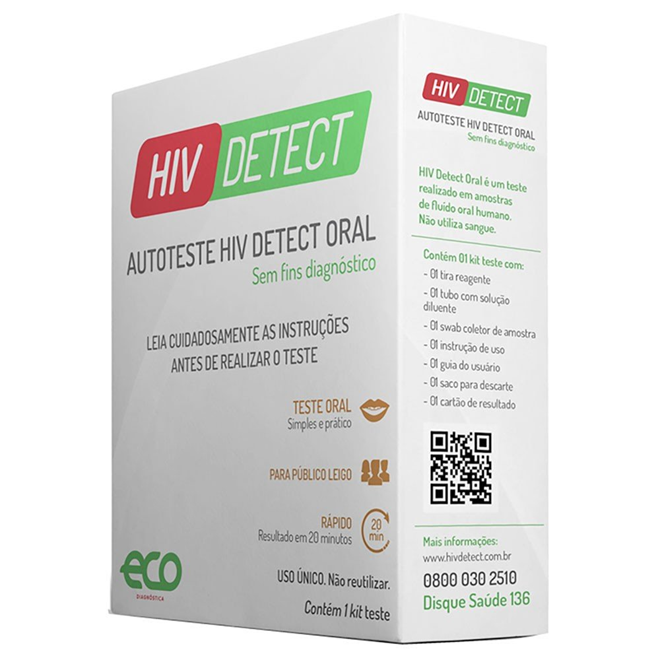 Autoteste HIV Detect Oral 1 Unidade - Eco Diagnóstica Compre na Sinete