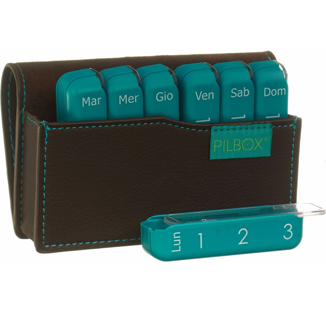 Porta Comprimidos Semanal Pilbox Mini Chocolate - Nunca Esqueça uma Dose