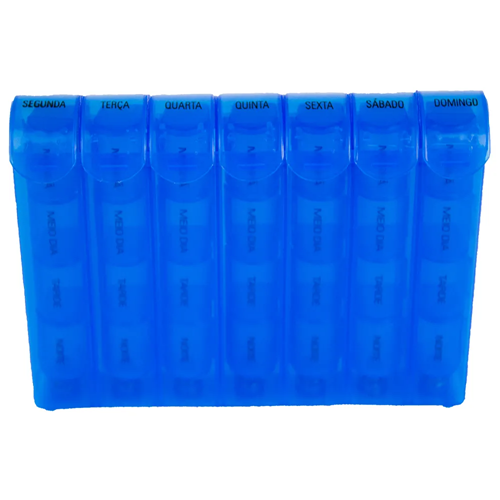 Porta Comprimidos 28 Compartimentos Azul - Incoterm: Organização Diária