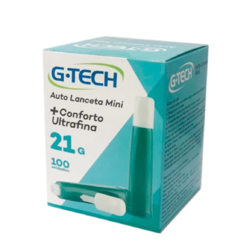 Auto Lanceta Mini G-Tech Ultrafina 21G: Punção Indolor e Segura